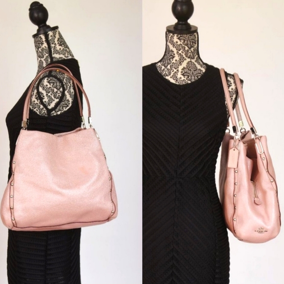 Coach | Bags | Coach Madison Phoebe Light Pink Metallic Handbag | Poshmark